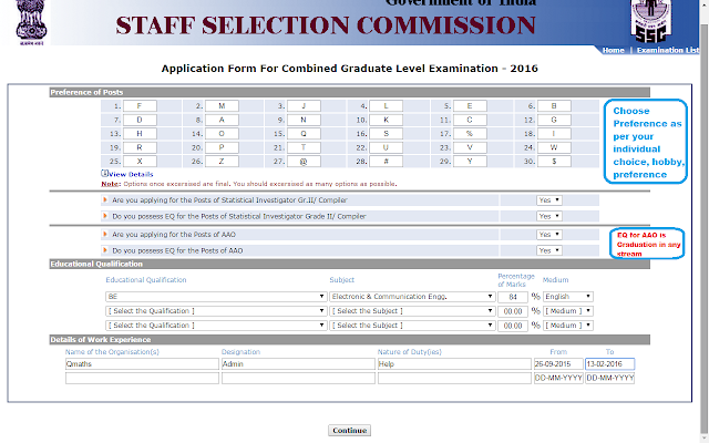 Fill the form of SSC as per your choice of post preference. (just enter ...