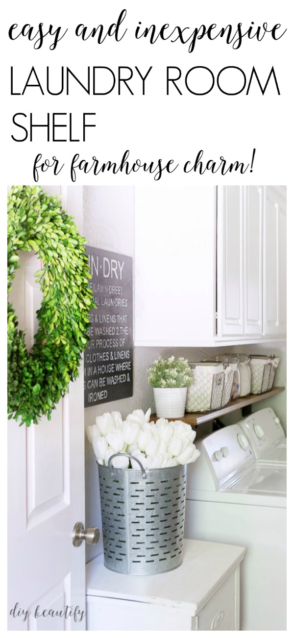 Easy and Inexpensive DIY Shelf in the Laundry Room - DIY Beautify ...