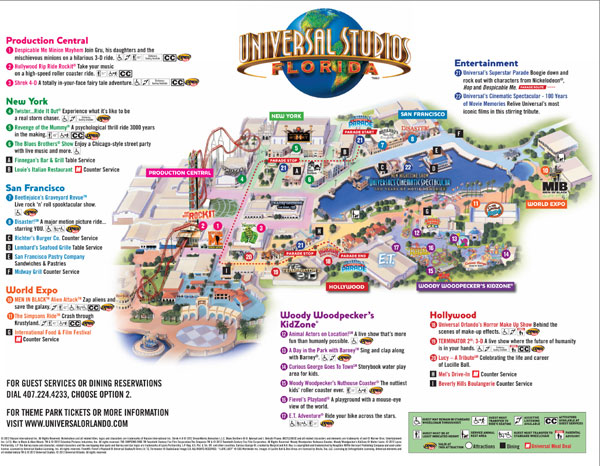Universal Studios Theme Park Map - Florida Attractions Map