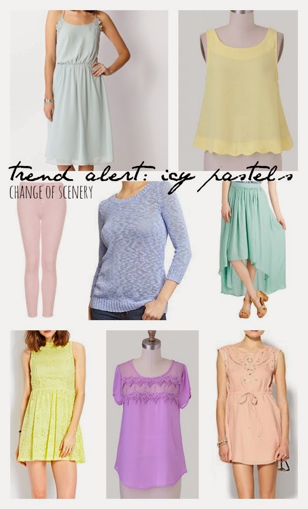 change of scenery: trend alert: icy pastel clothing.