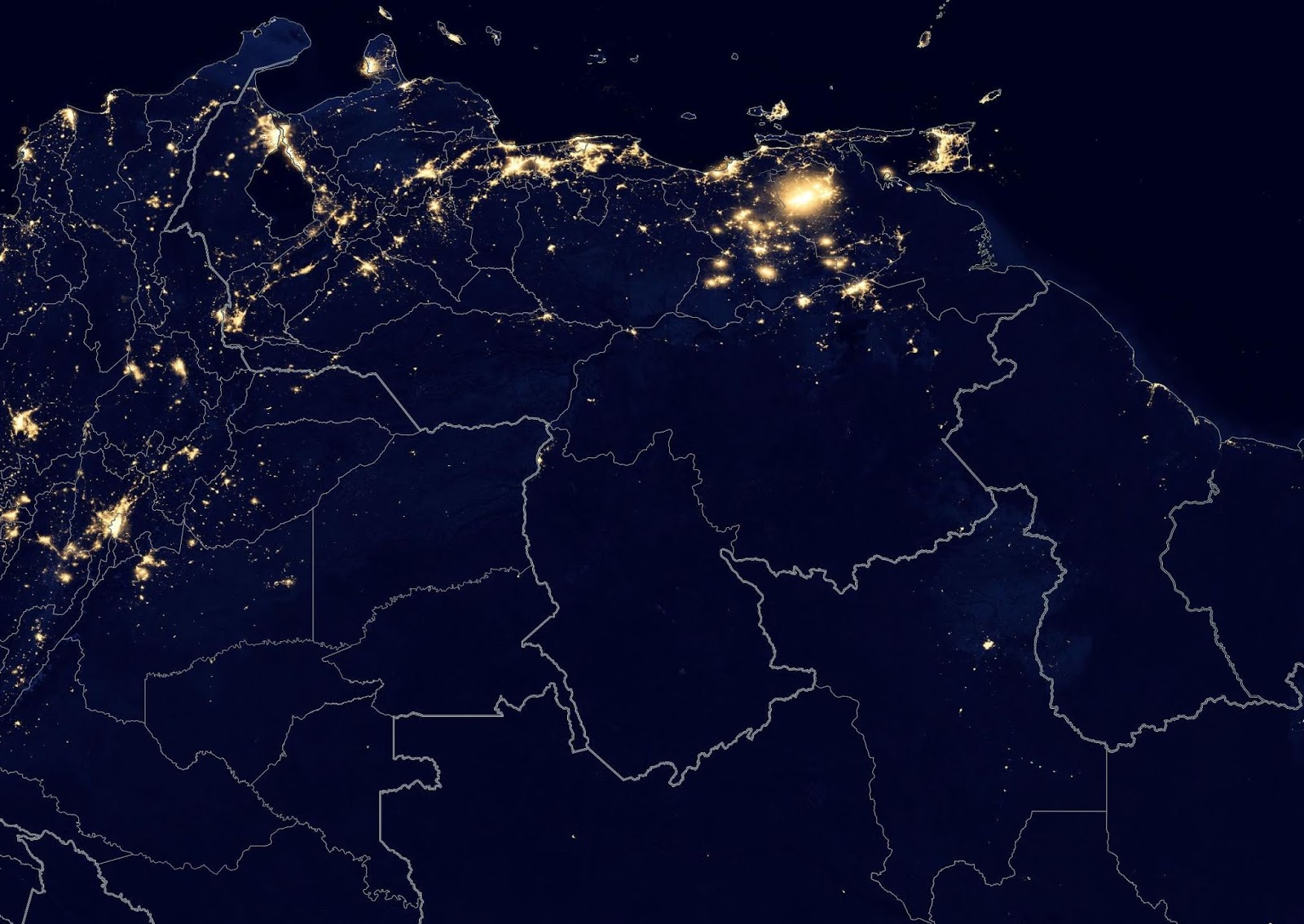 El apagón en Venezuela desde el espacio