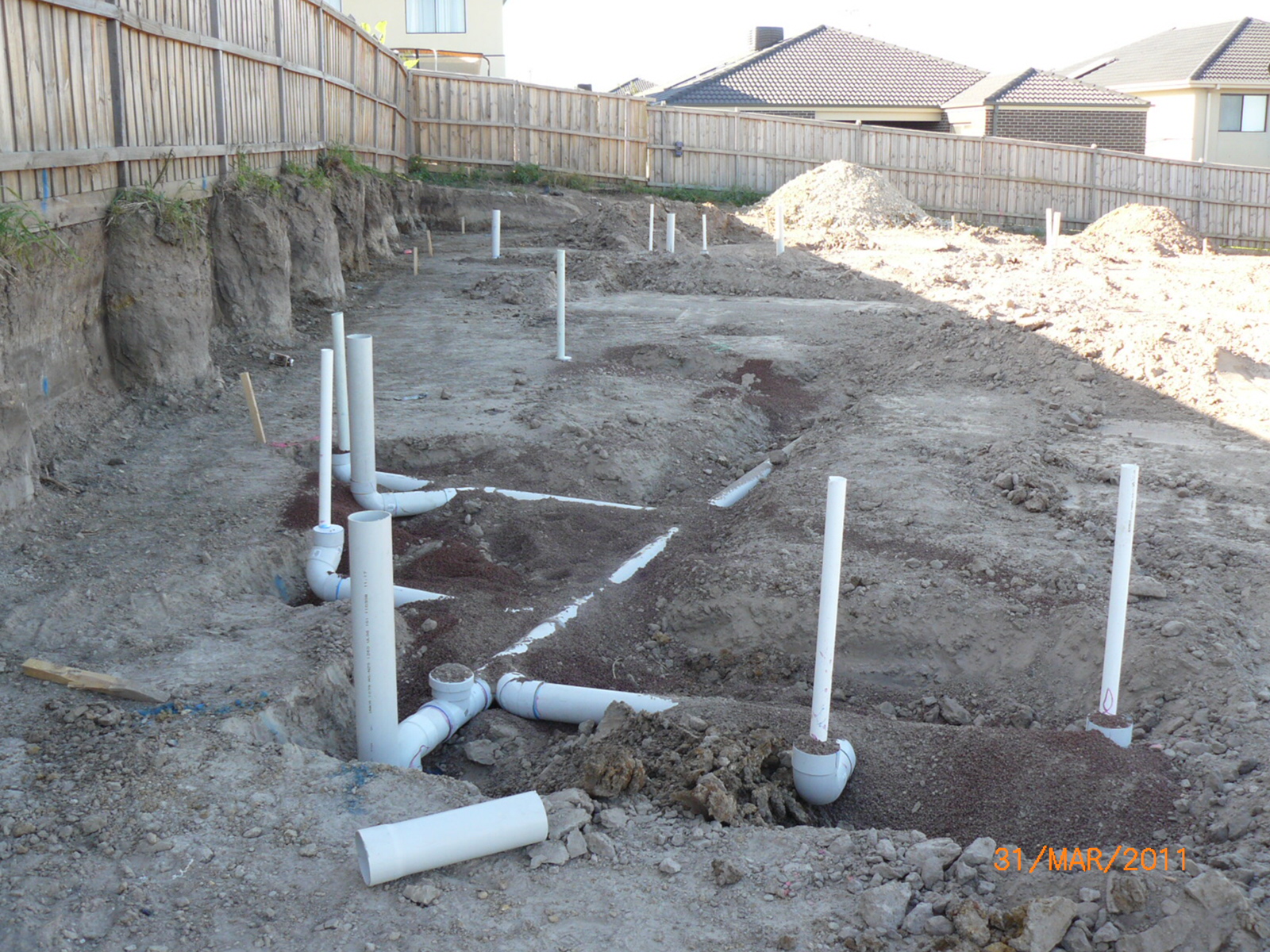Building with Ashford Homes: Sewer Plumbing rough-in.