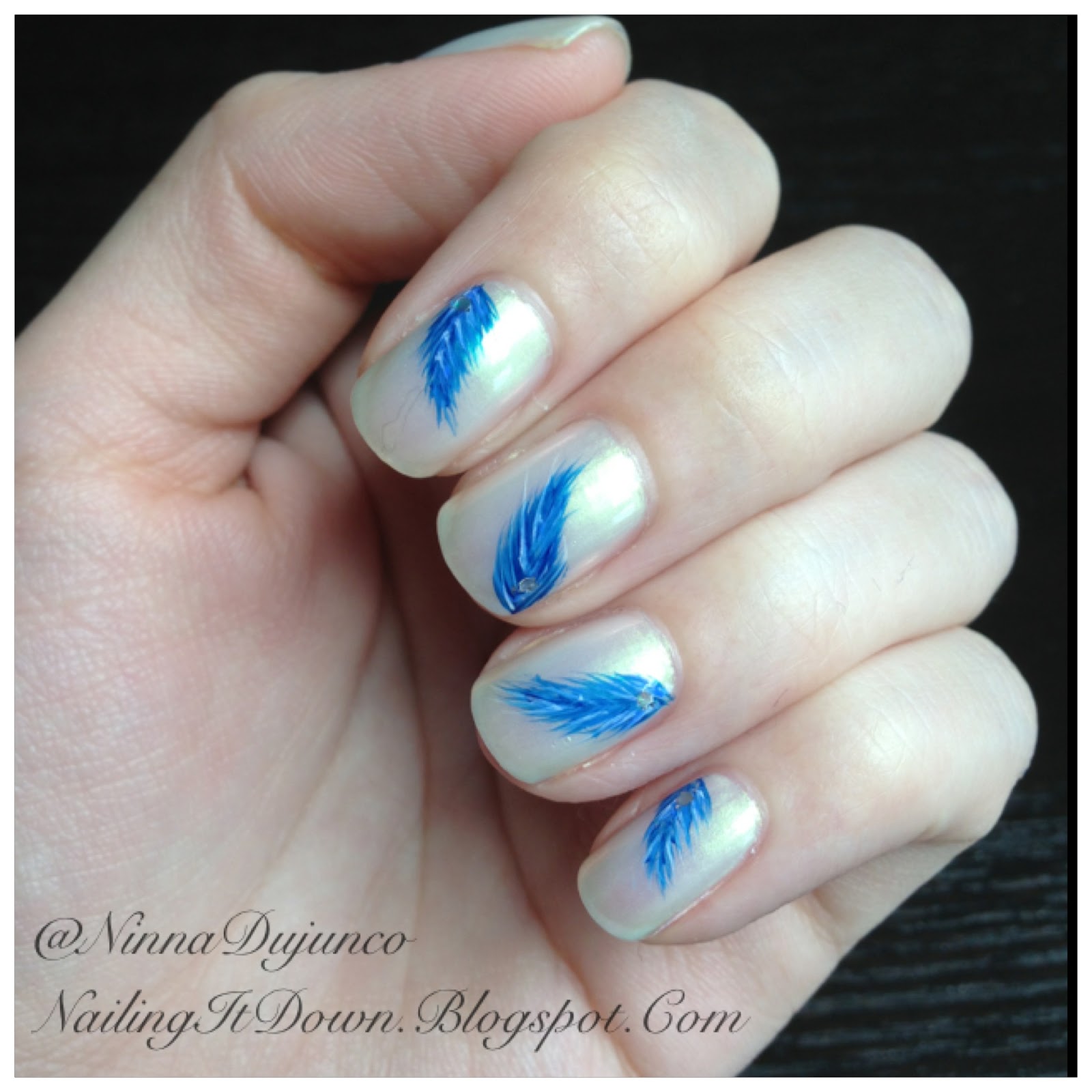 Nailing It Down!: Blue Feather Nails -- My Graduation Nails!!