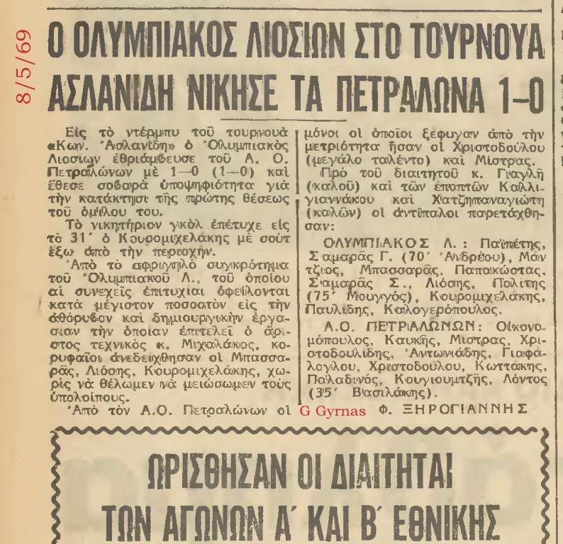 Olympiakos liosion f.c: Ο ΟΛΥΜΠΙΑΚΟΣ ΛΙΟΣΙΩΝ ΜΕΣΑ ΑΠΟ ΤΟ ΑΡΧΕΙΟ ΤΗΣ ...