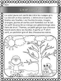French Buzz - ressources en français: Fiche "Lis et colorie" sur l'automne