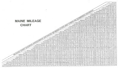 Joshua Howe: Maine Mileage Chart and Table from 1988