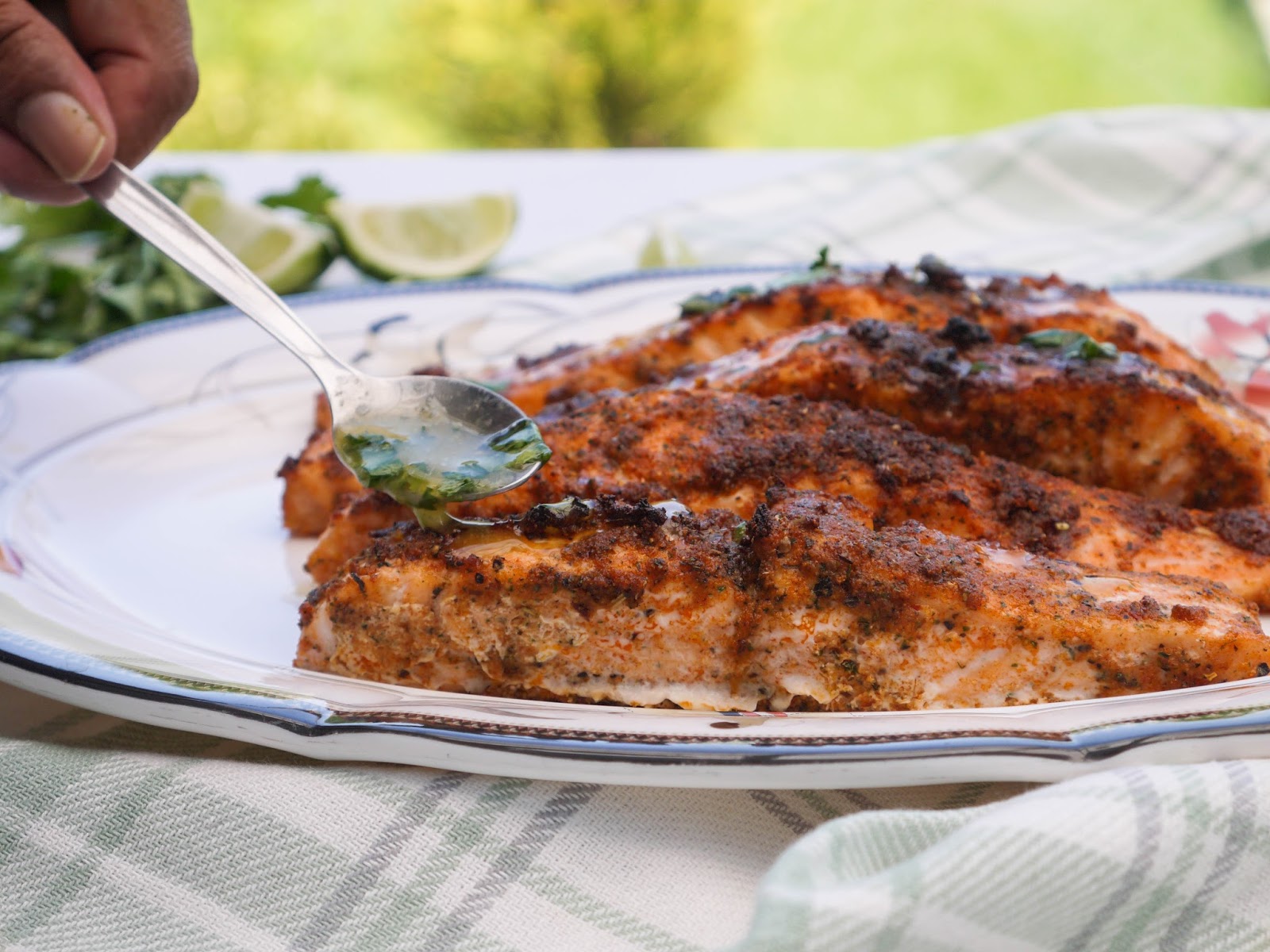 This Muslim Girl Bakes: Grilled Salmon with Lime Coriander Butter.
