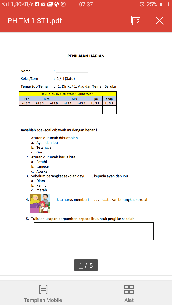 DOWNLOAD SOAL PENILAIAN HARIAN SD KELAS 1 2018 - MERDEKA MENGAJAR DOWNLOAD SOAL PENILAIAN HARIAN SD KELAS 1 2018 - MERDEKA MENGAJAR