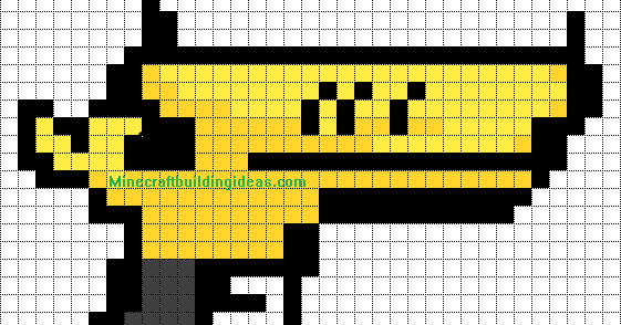 Minecraft Pixel Art Templates: Golden Gun