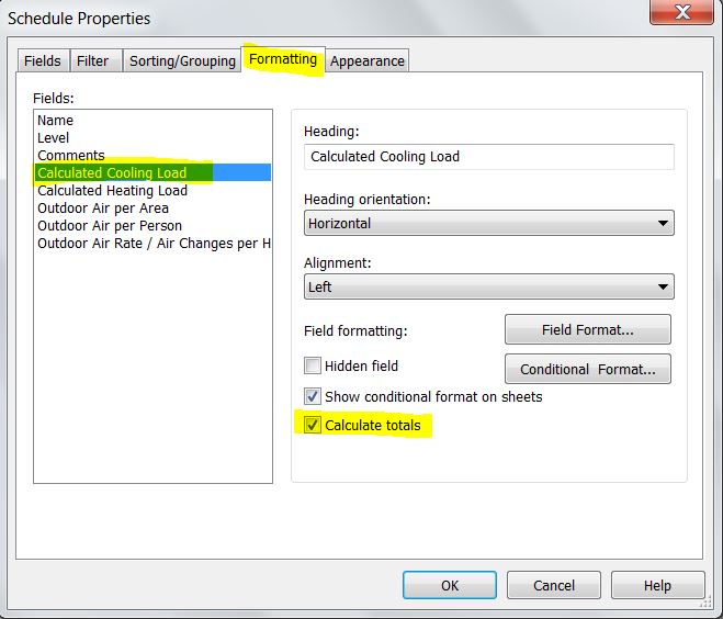 Revit Schedule Calculate Total
