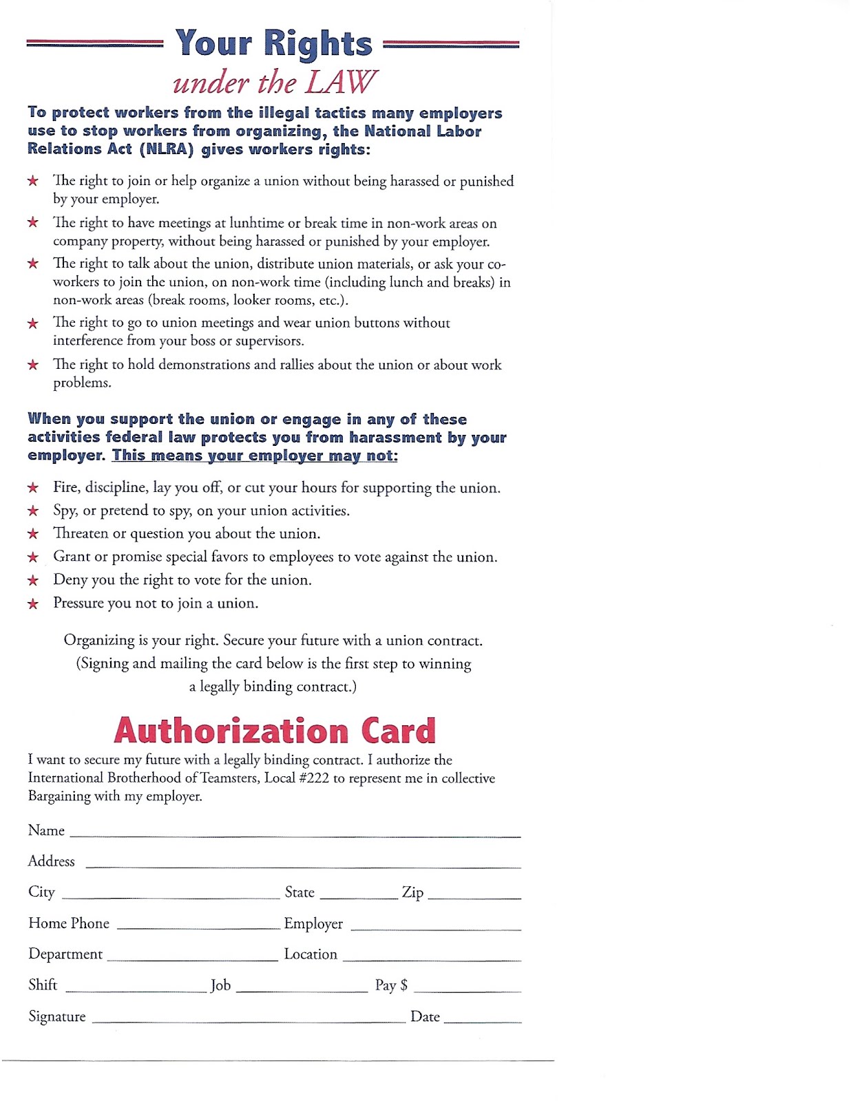 Union Alley Cat: What An Authorization Card Looks Like.
