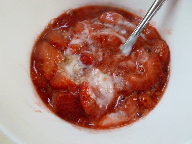 We can begin to feed...: Stewed Strawberries with Yogurt and Couscous