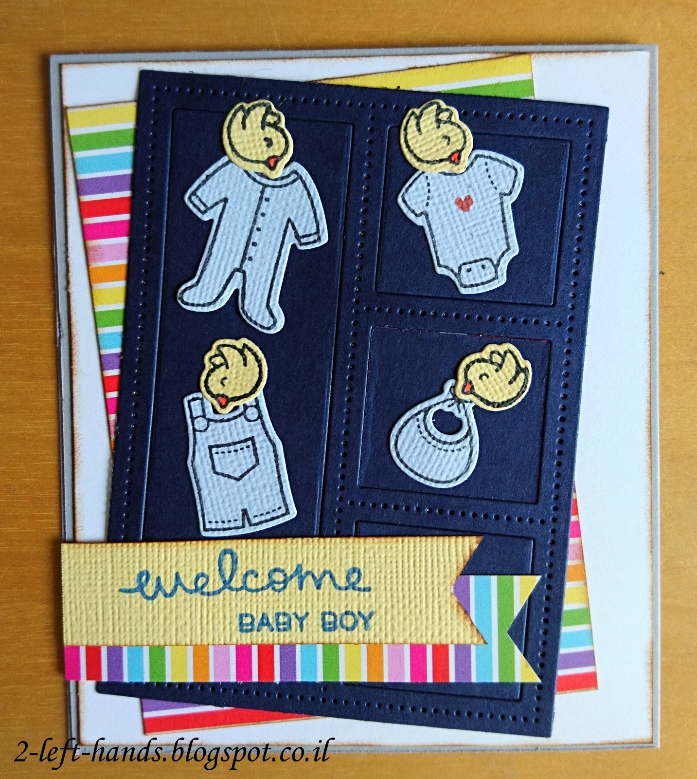 Two Left Hands: חותכן אחד וסט חותמות אחד - שני כרטיסים - כרטיסי תינוקות