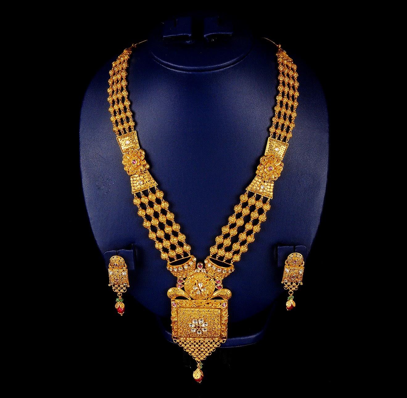 Jewellery Designs : Long Balls haram(Chandra Haram) Designs--Manepally ...