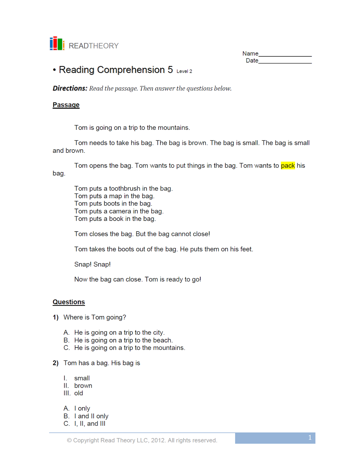 English For Your Enjoyment!: READING COMPREHENSION