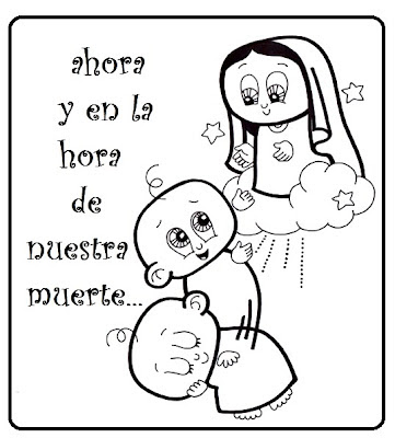 Ave Maria Hail Mary Prayer Sketch Coloring Page