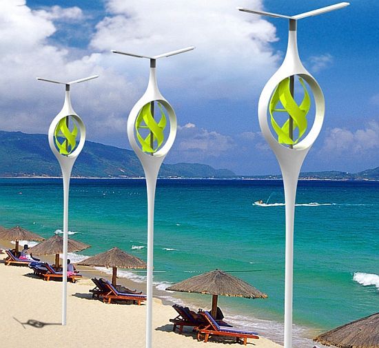 Technology and Inventions: Beach lamp wind energy powered streetlight