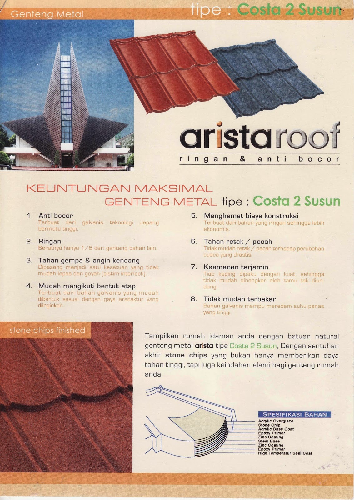 GENTENG METAL MULTI ROOF | SURYA ROOF: ARISTA ROOF GENTENG BEBATUAN