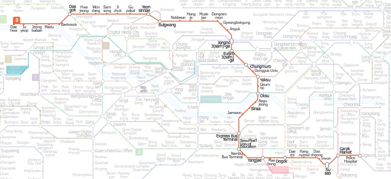 สู่สถานที่ท่องเที่ยวสำคัญด้วย รถไฟใต้ดินสายที่ 3 (Seoul Subway Line 3 ...