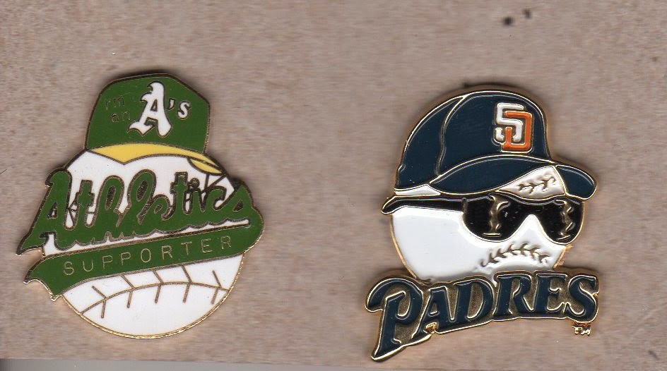 baseball pin collection display collecting : MLB pins: A's and Padres