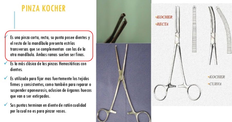 Diferencias entre las pinzas de hemostasia de Kocher, Kelly, Crile y ...
