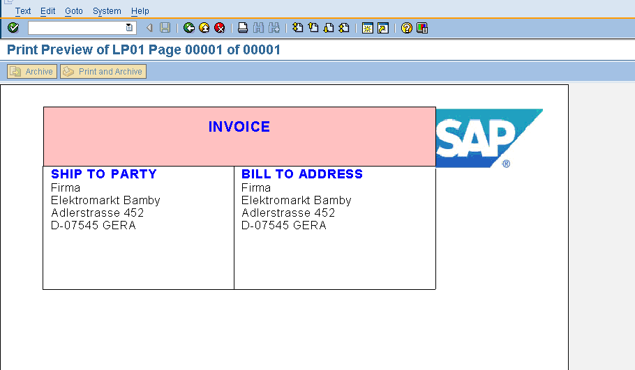SAP TECH: Example : Invoice