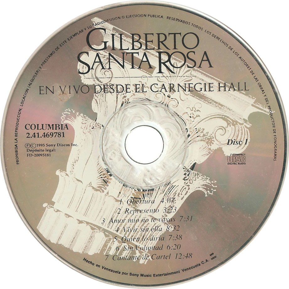 SALSA VIDA: 1995 Gilberto Santa Rosa - En Vivo Desde El Carnegie Hall