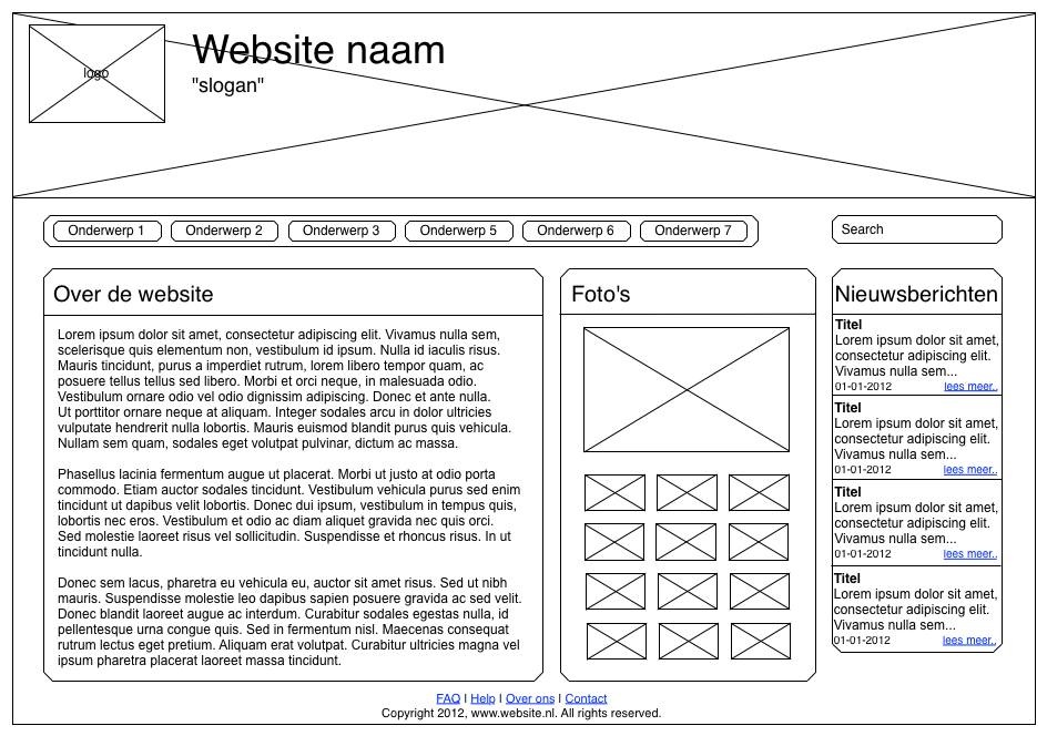 Visual Interface Design: Functioneel ontwerp website (wireframes)