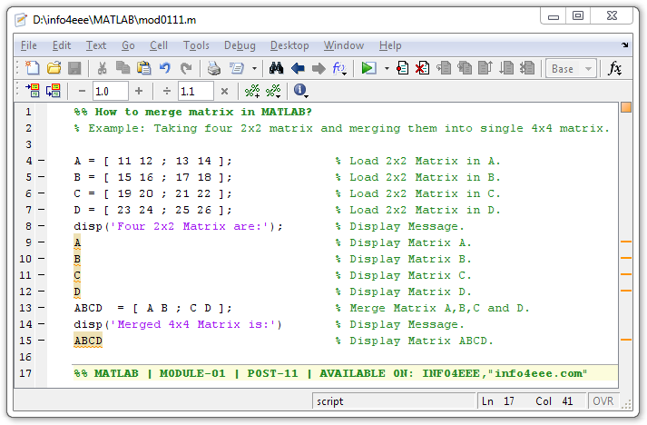 How To Merge IDENTICAL SIZE Matrix in MATLAB - INFO4EEE
