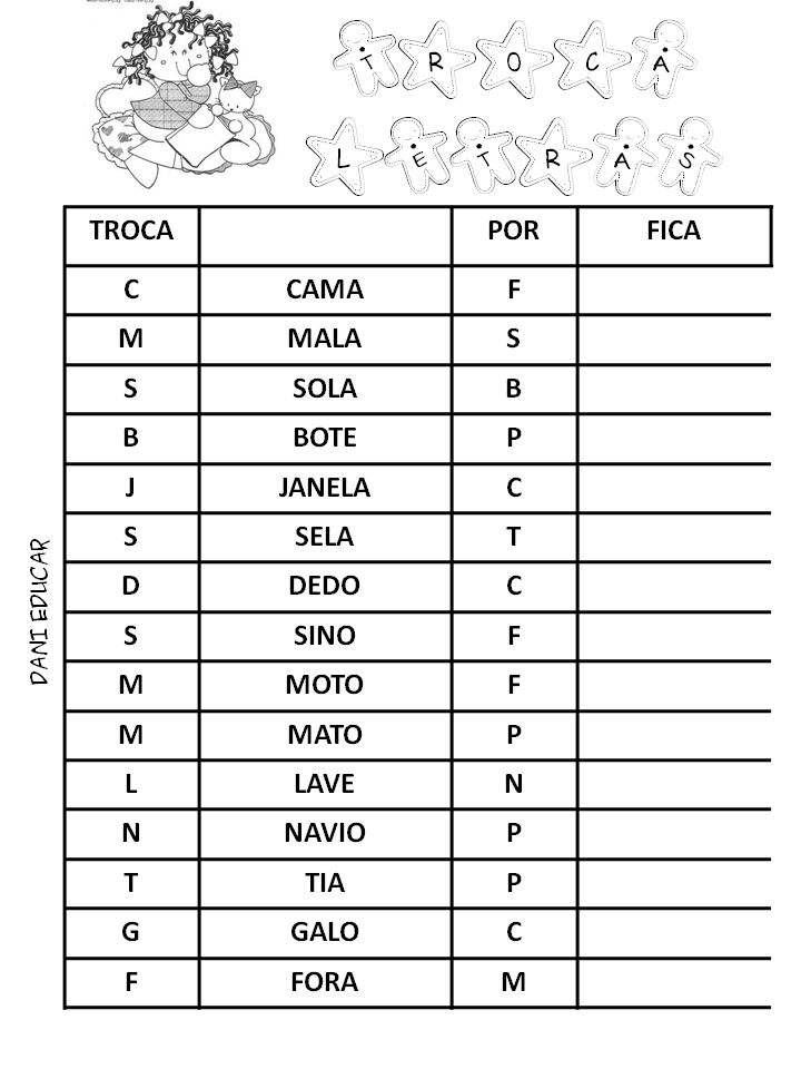 TROCA LETRAS ~ Atividades Escolares