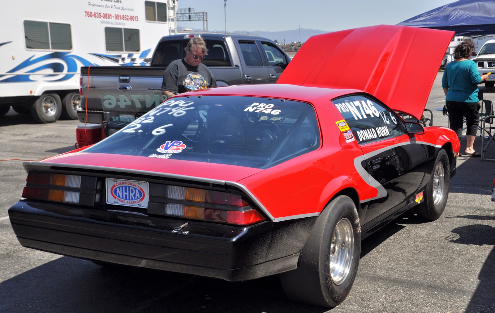 car: drag racing Camaros at the NMCA races today at the Auto Club Speedway