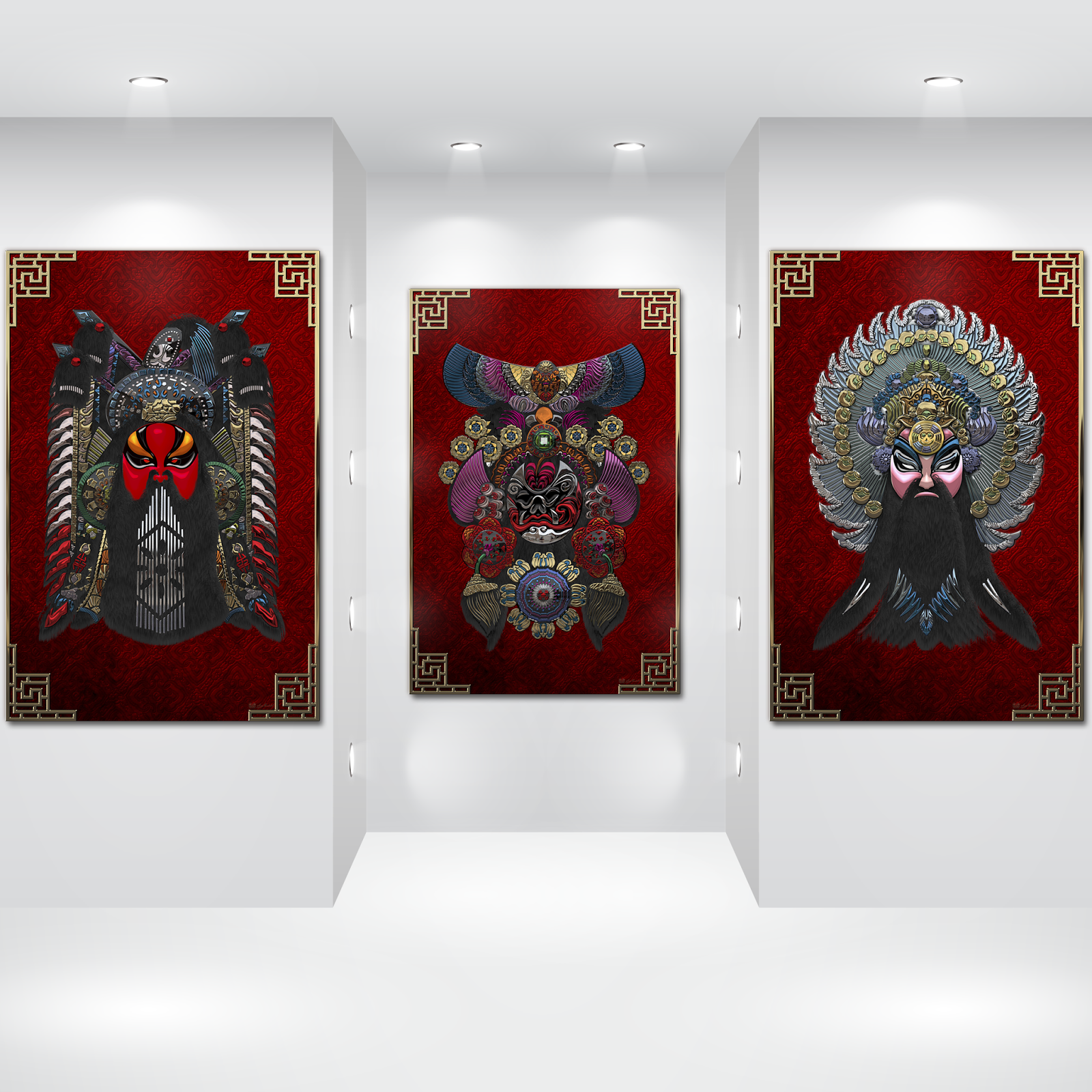 Serge Averbukh Fine Art: Chinese Masks - Large Masks Series (set of 3)