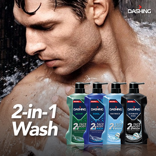 DASHING 2 in 1 Pembersih Muka Dan Badan Untuk Lelaki Sejati