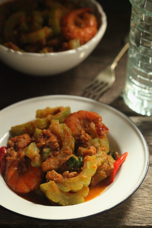 Peria Masak Tauco Bersama Udang - masam manis
