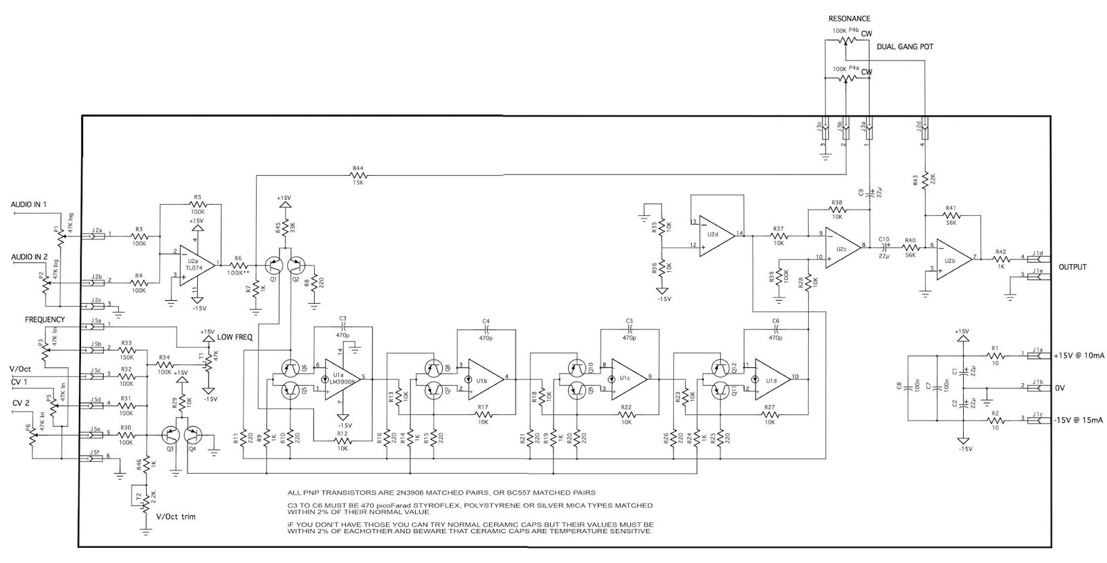 MATRIXSYNTH: DIY ARP 4072 Lowpass Filter (ARP 2600)