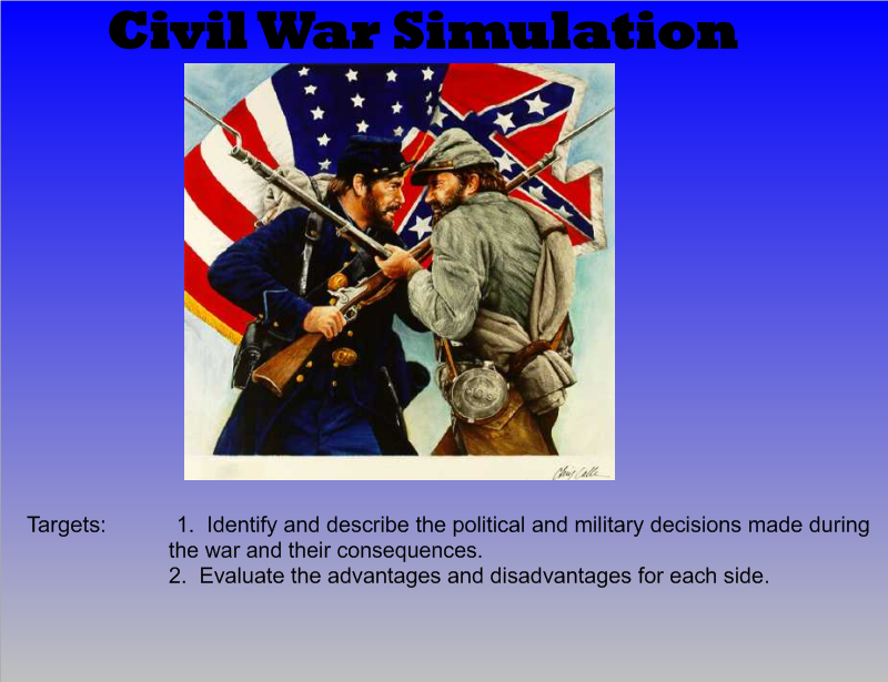 Civil War Simulation for Educators: Teams and Game Board Set-up