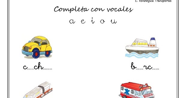 Cositas de AL y PT: Completa con vocales: Transportes