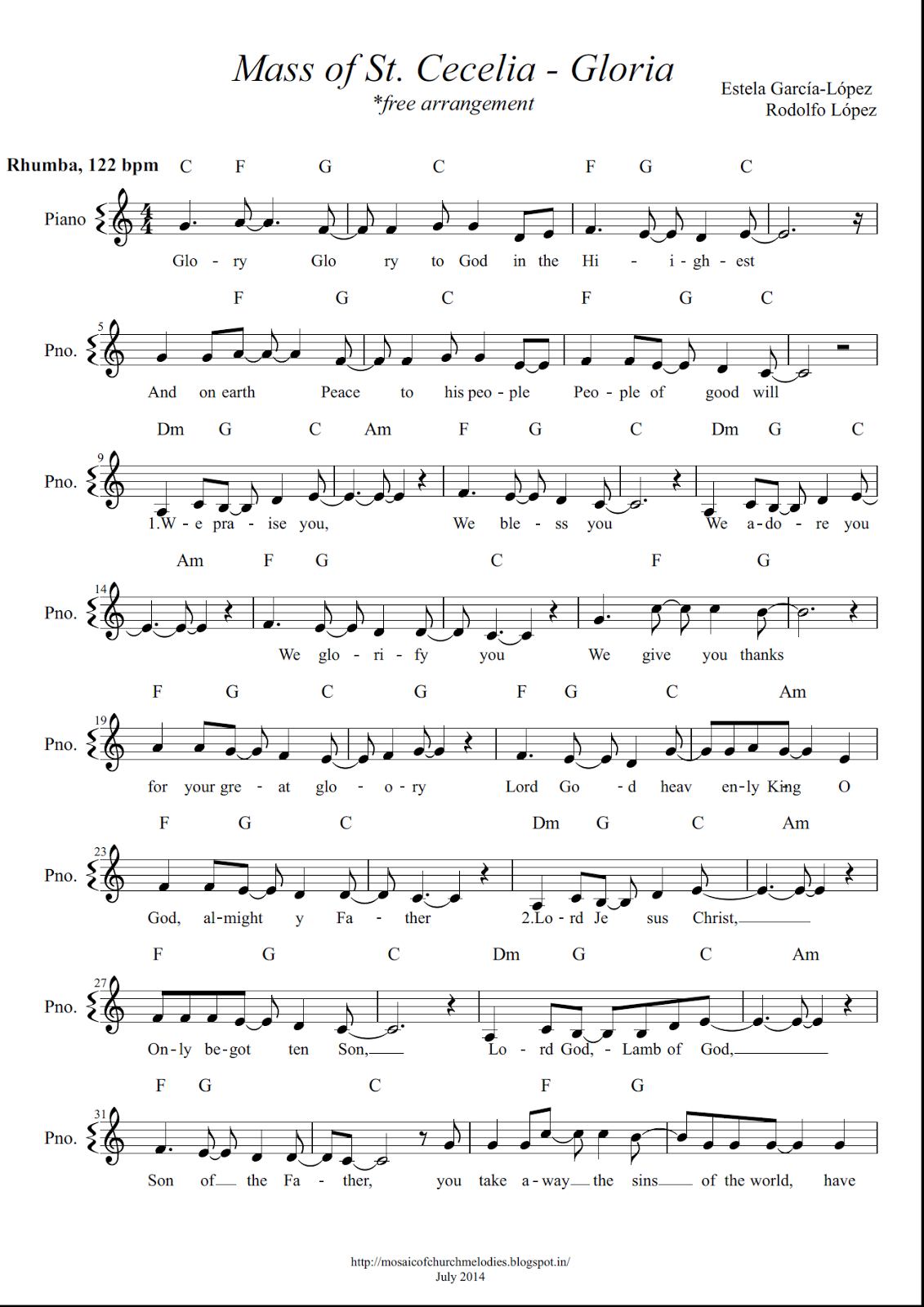 A Mosaic Of Church Melodies: Mass of St. Cecilia - Gloria