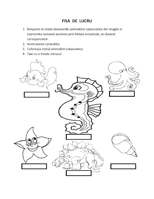 FISE DE LUCRU - animale SUBACVATICE :: Fise de lucru - gradinita si scoala