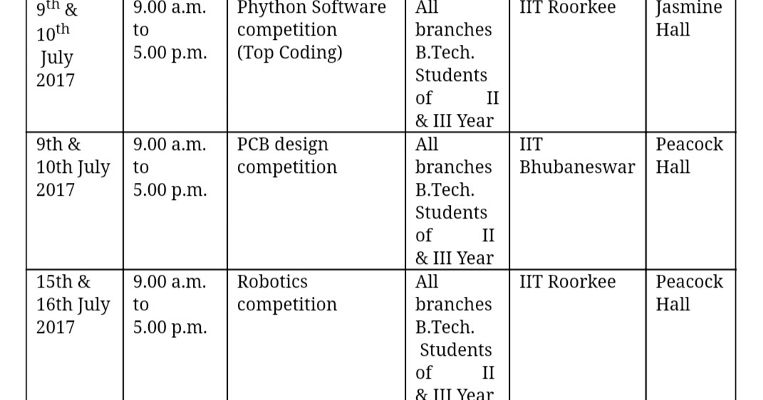 COMPETITIONS TIME TABLE - klu 24 new
