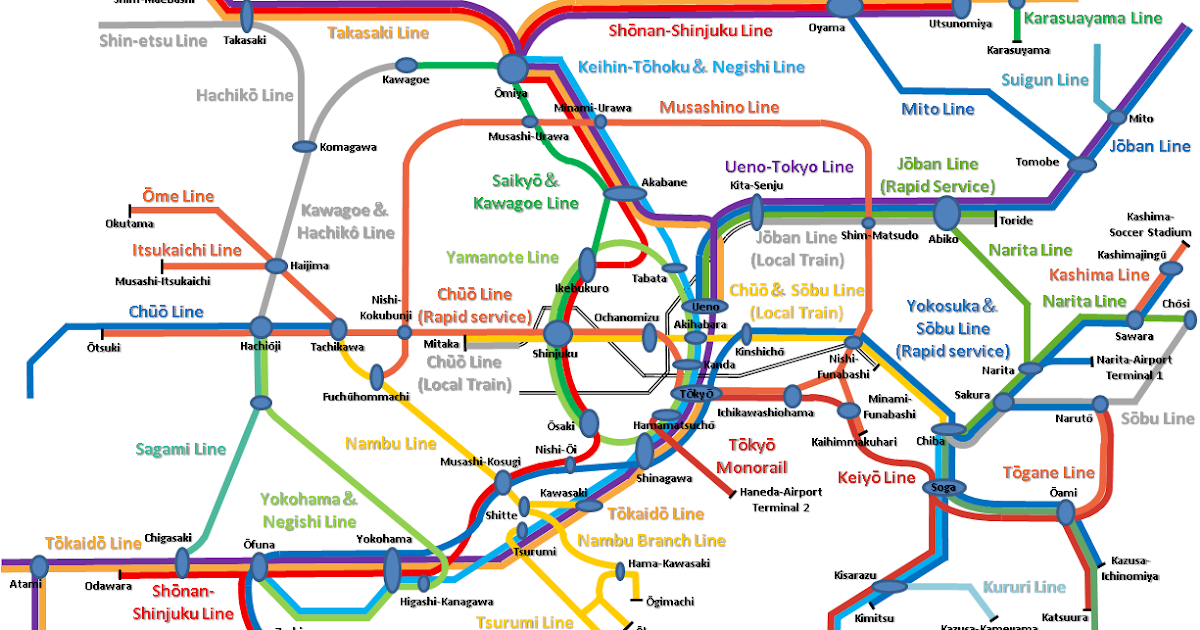 How To Use Japanese Railways: Tokyo Railway Map （JR only）