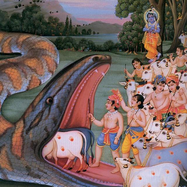Krishna killing Aghasura the snake demon | Latest Krishna Wallpaper and ...