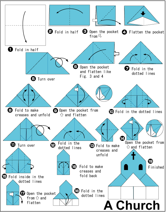 Church - Easy Origami instructions For Kids