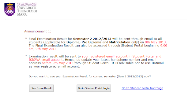 Final Examination Result For UiTM student (2013) - Wan H