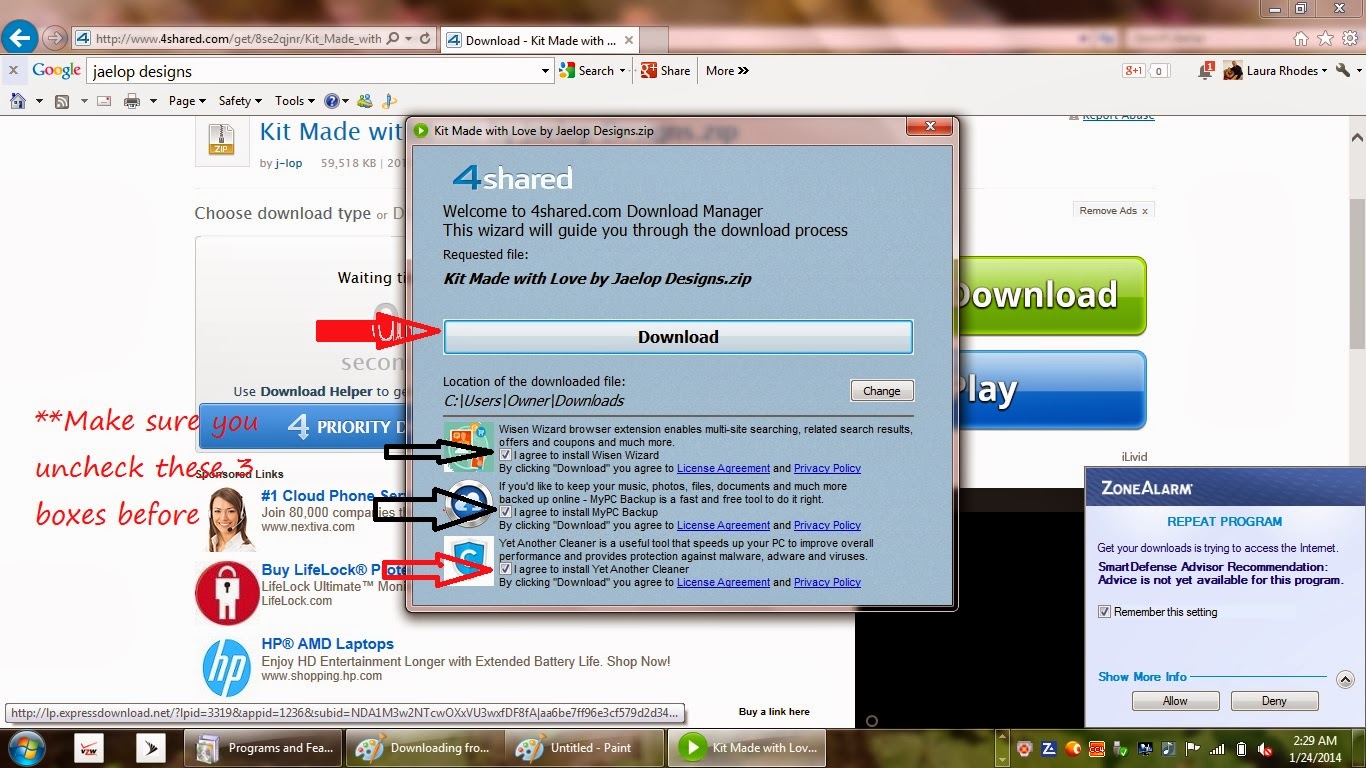 How to Download a file stored in 4Shared - Rhodes Creations