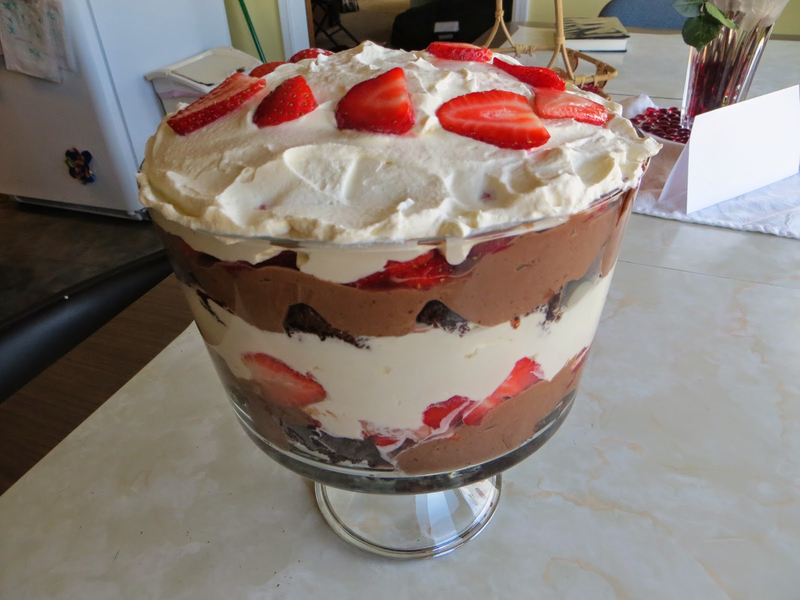 Blue Jeans Momma: What's up Wednesday--chocolate strawberry trifle