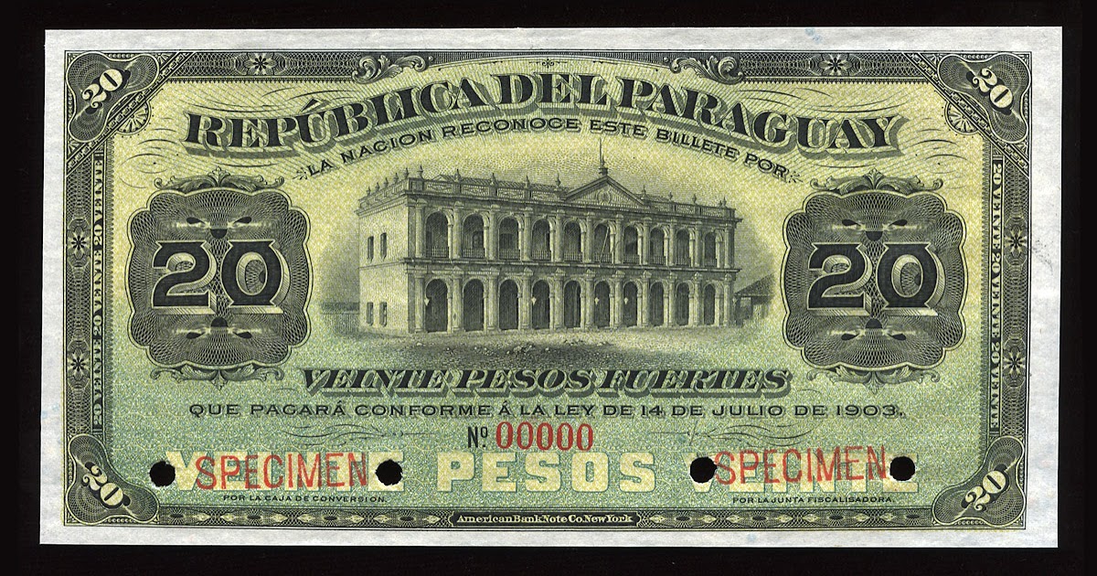Republica del Paraguay 20 Pesos Fuertes banknote 1903|World Banknotes ...