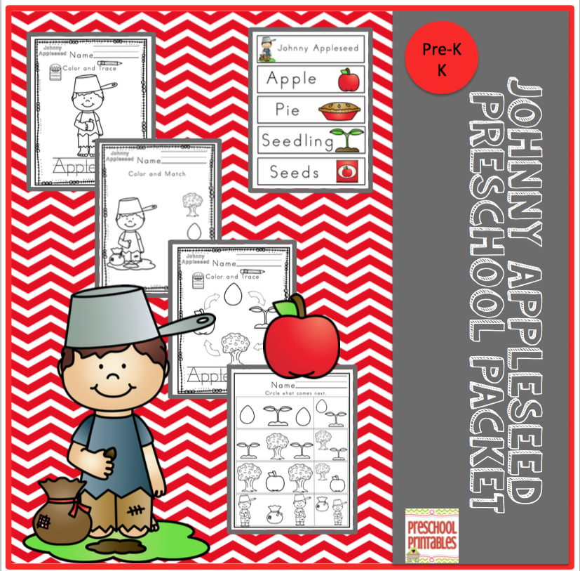 Preschool Packet Johnny Appleseed ~ Preschool Printables