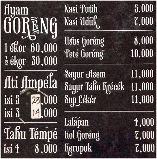 Harga Menu Ayam Goreng Berkah Rahmat Melawai Terbaru 2017