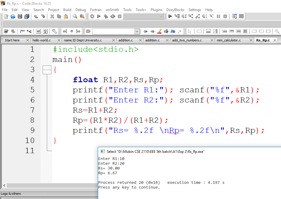 Black-White Mubin | মুবিনের রাফখাতা: C programming:Simple C Codes with output